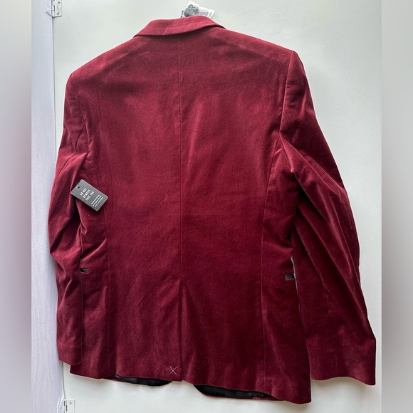 Express | Suits & Blazers | New Express Slim Solid Red Burgundy Velvet ...